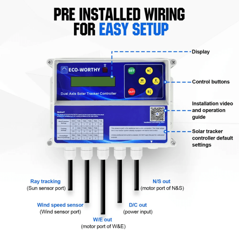 ECO-WORTHY Dual Axis Solar Tracker w/ 6 x 195W Panels & Actuators ...