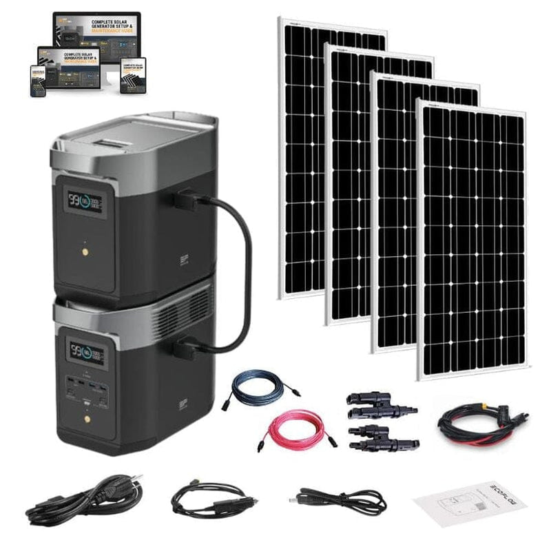 EcoFlow DELTA [2] Solar Kits - 1,800W / 1,024wH Portable Solar Power S ...