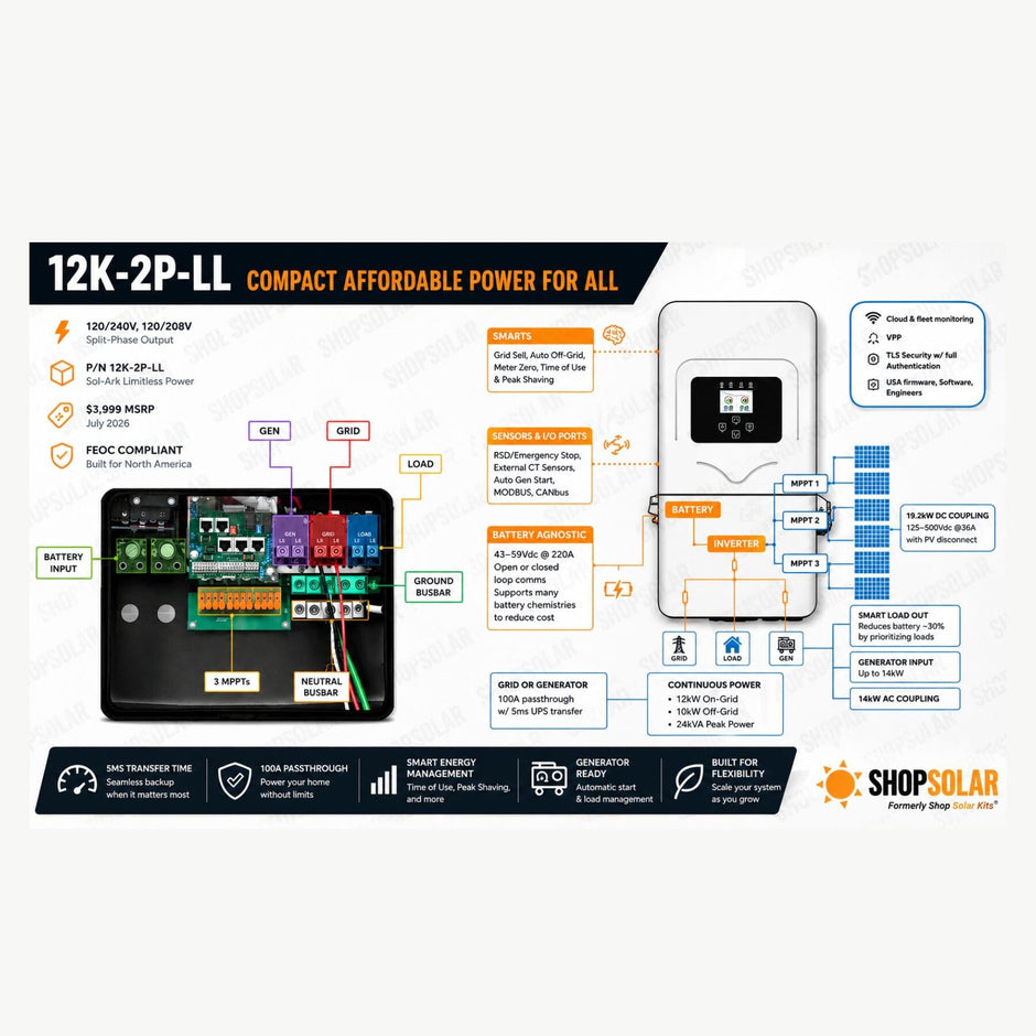 Sol-Ark Limitless 12K-2P-LL Hybrid Inverter - ShopSolar: Complete Solar ...