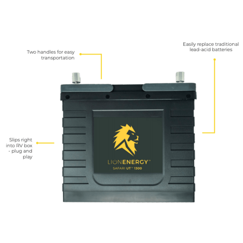 Lion Energy Safari UT 1300 Lithium Ion Solar Battery 105AH + Free ...